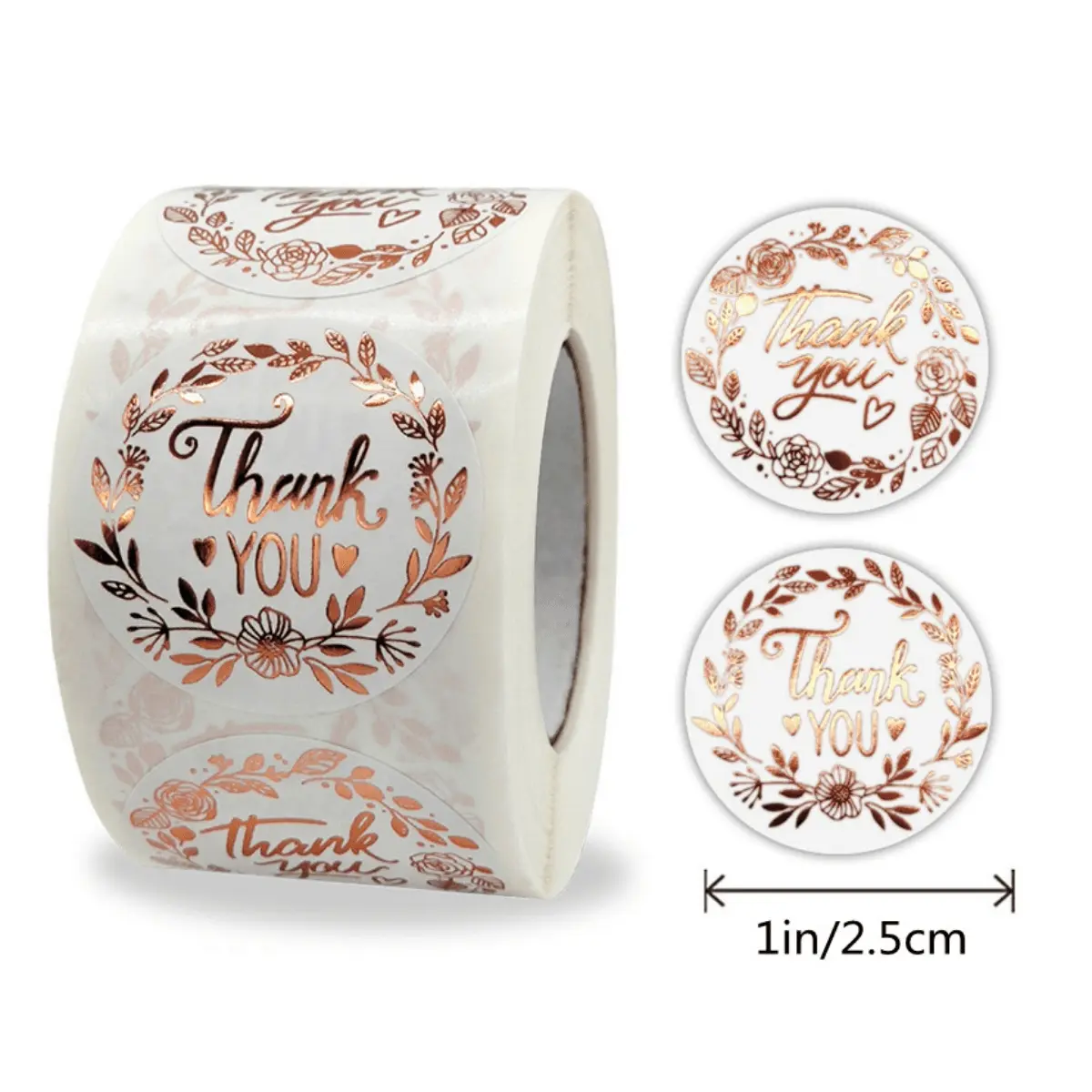 500pcs/roll 1 Inch Rose Golden Thank You Stickers For Supporting My ...