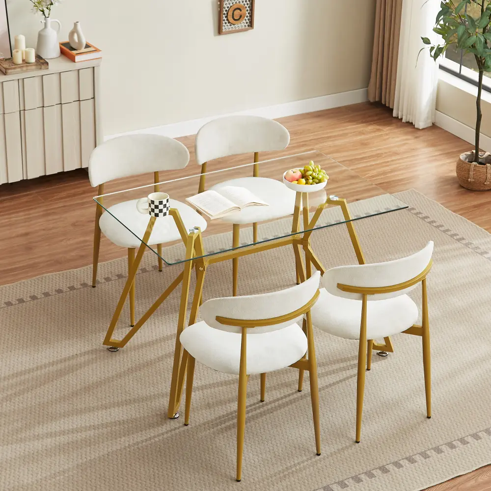 47.3-inch rectangular glass dining table, suitable for 1-6 people ...