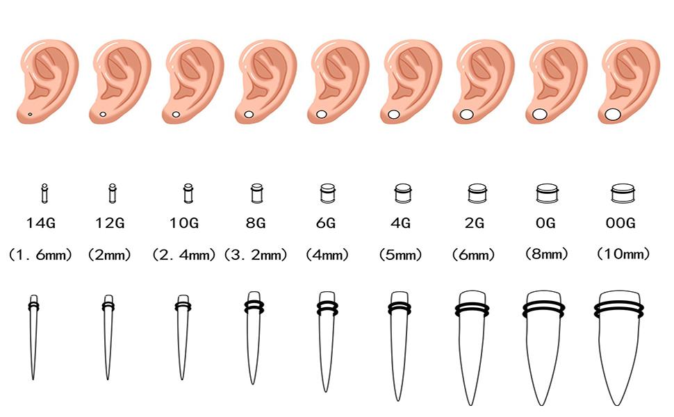 36PC Ear Stretching Kit 14-00G Ear Gauge Stretching Kit Gauges for Ears ...