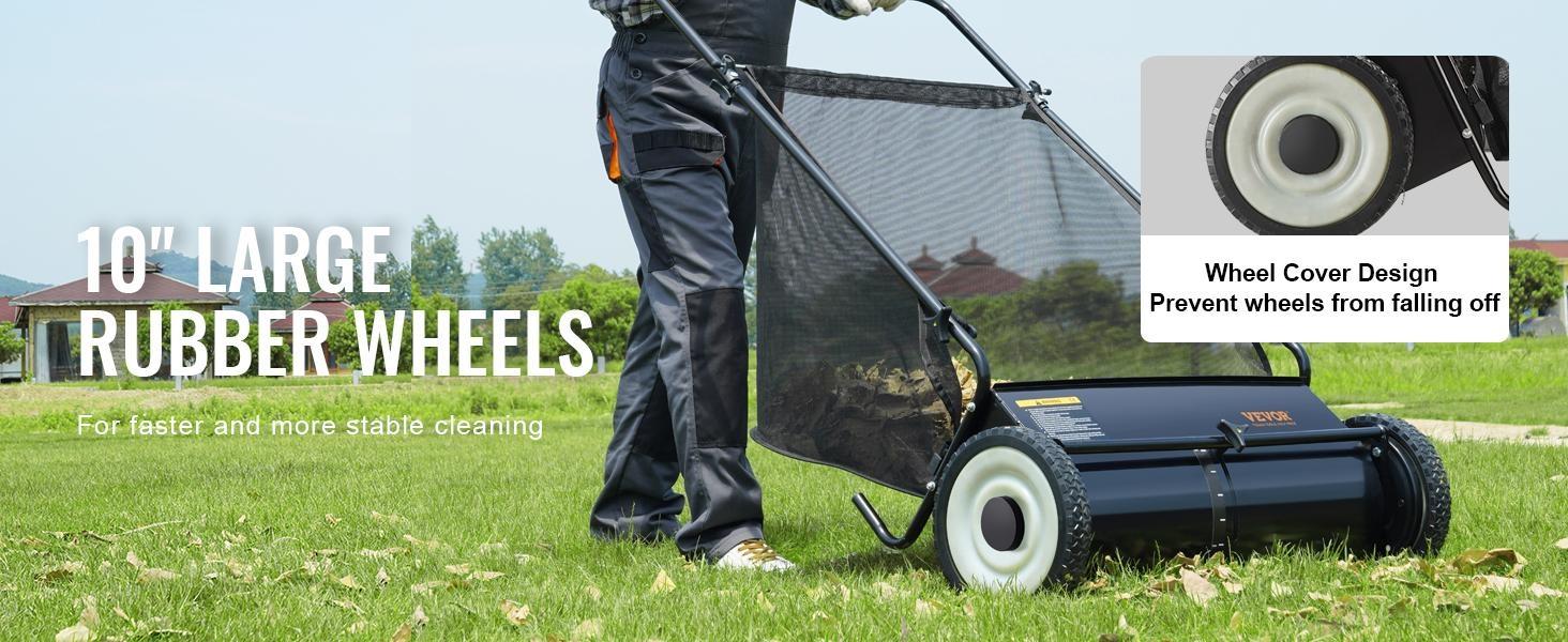 fathersdaygift VEVOR Push Lawn Sweeper, , 26 Inch Leaf & Grass ...