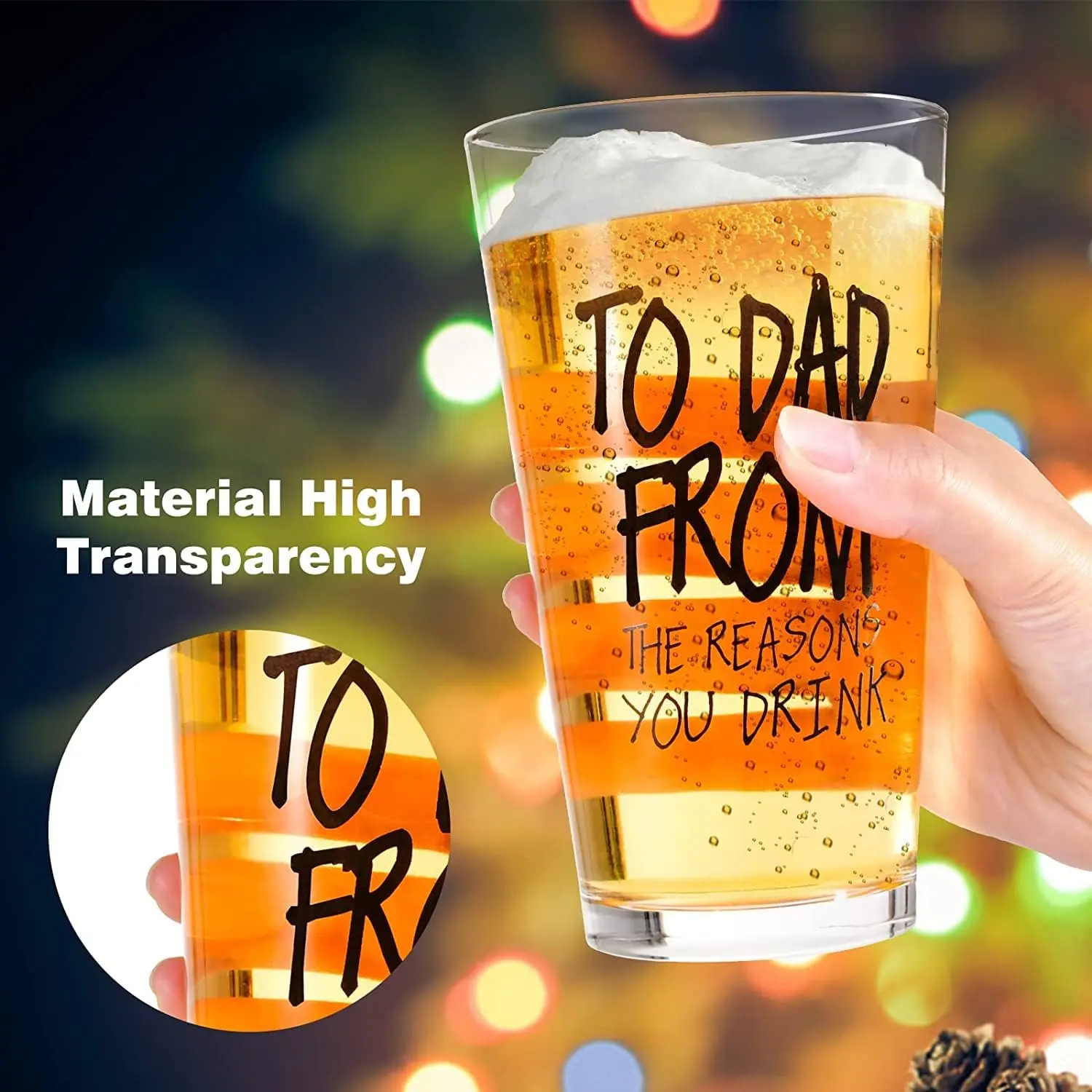 Fathers Day Dad Gifts from Daughter Son Wife - 16 OZ Funny Beer Glass ...