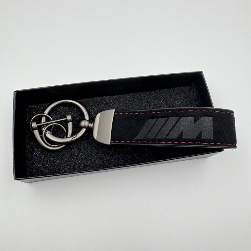Suede Leather Keychain Key Rings with bmw M 3D logo For BMW M E46 E90 ...