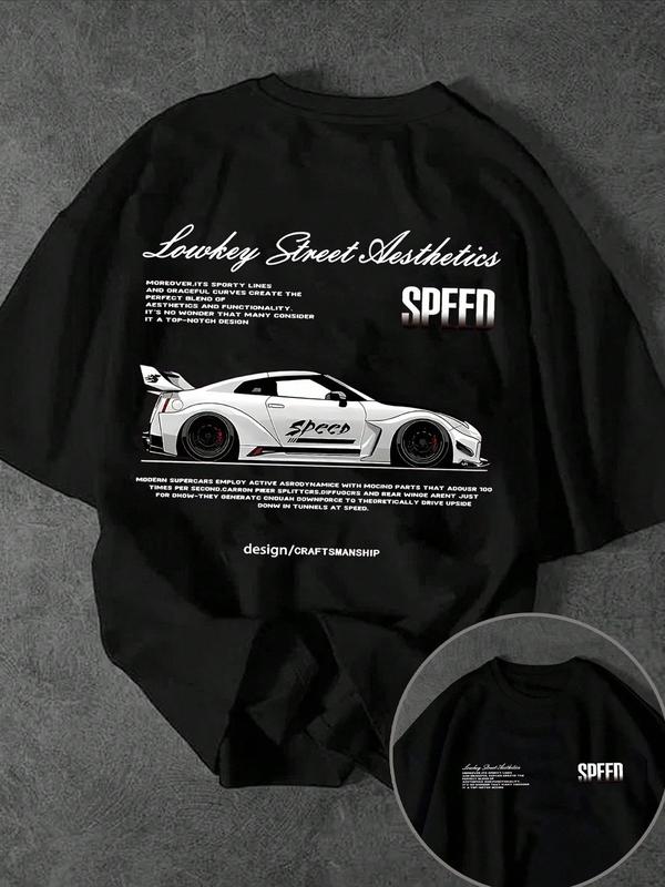 Lowkey Street Supercar Trendy T-Shirt, Casual Fitted Short Sleeve ...
