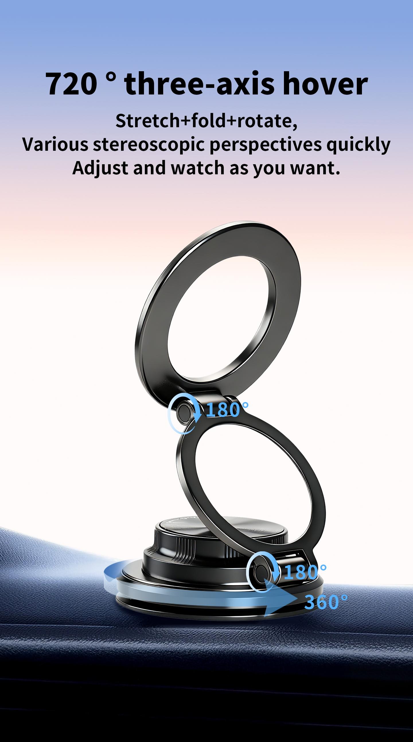 Strong Magnetic Car Phone Holder Vacuum Suction Cup Foldable 360 ...