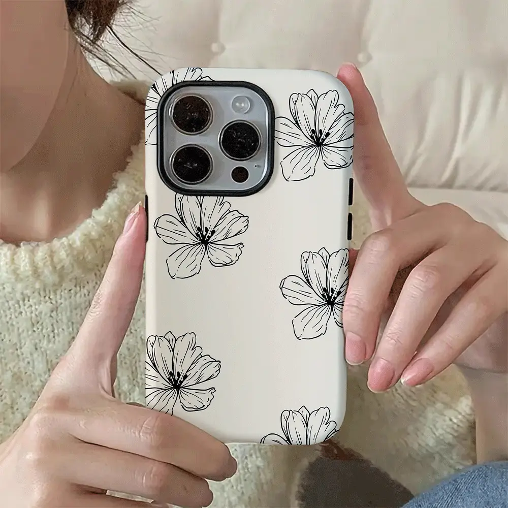 Chic Floral Design Phone Case for iPhone 17PM 15PM 13 13 Mini 12 11 XS ...