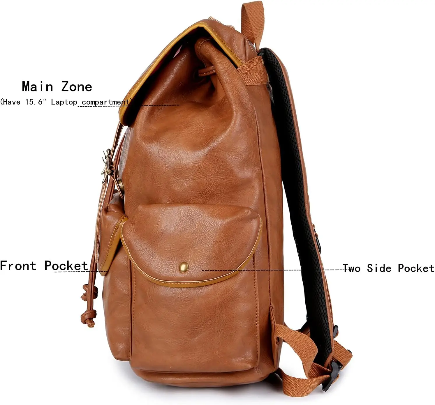 Men’s Vegan Leather Backpack – 15.6 Laptop Ready Professional Commute ...