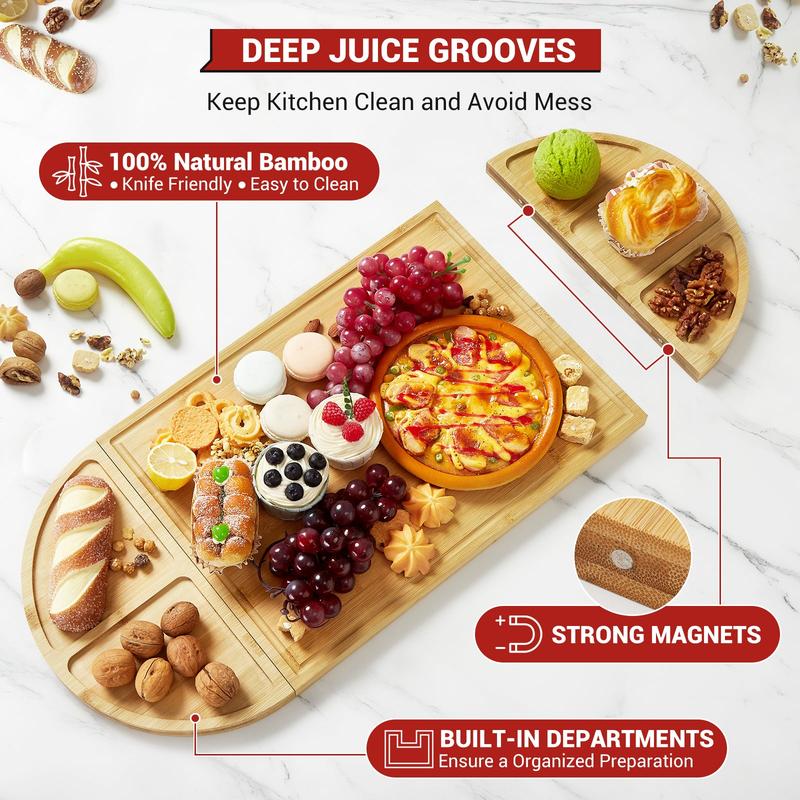 【Christmas Deal】GARVEE 3 Piece Magnetic Bamboo Cheese Board Set, Large ...