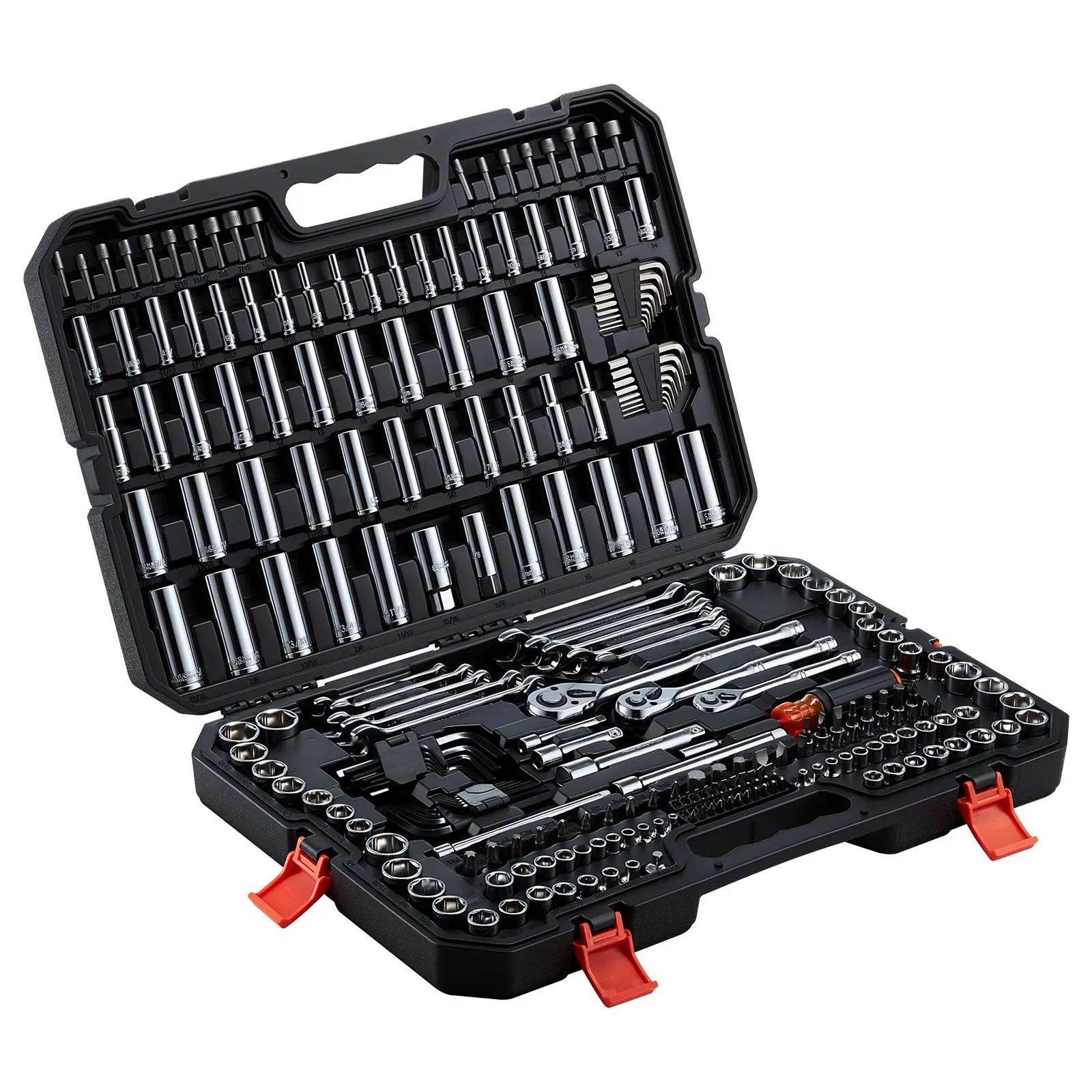 253-Piece Mechanic Tool Set With 1/4 In, 3/8 In, And 1/2 In Drive, SAE ...