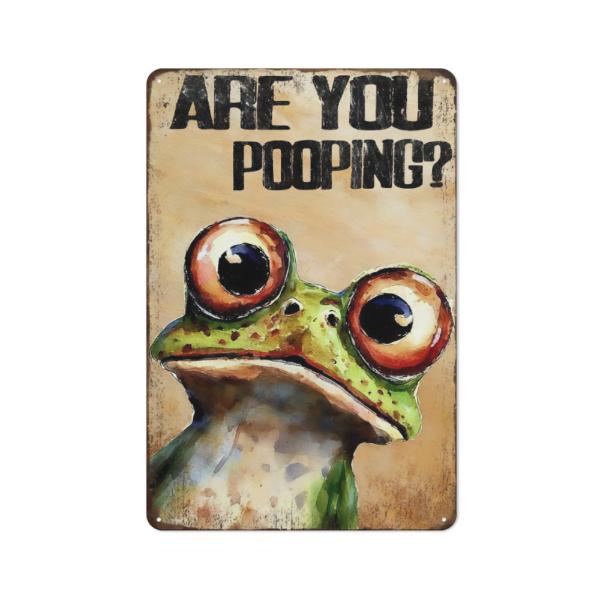 Are You Pooping Sign Funny Frog Bathroom Decor Vintage Metal Wall Art ...