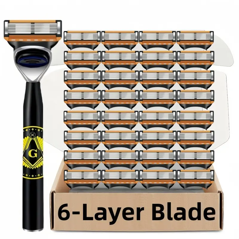 New Men's Manual Safety Razor, 6 Layer Stainless Steel Blades, Anti ...