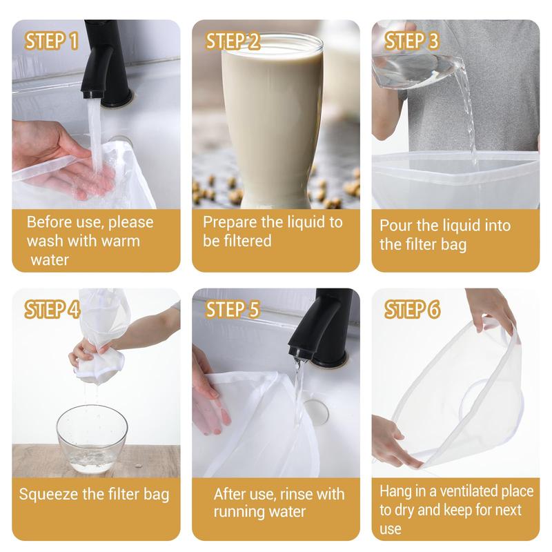 3PCS Bowl-Shaped Nylon Nut Milk Bag, Reusable Strainer Bags for Cheese ...