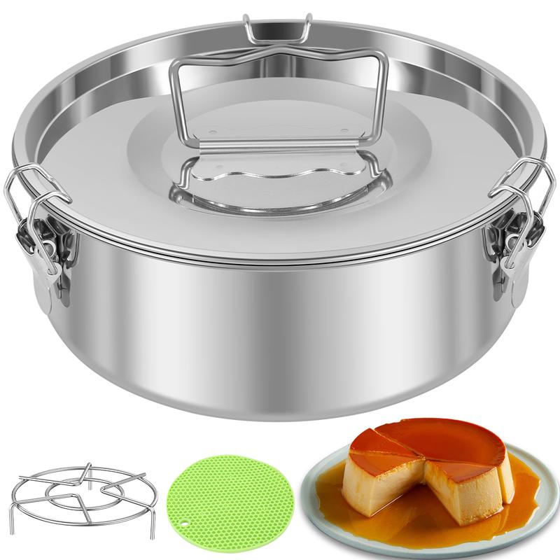 Birthday Gift Flan Mold Set – Stainless Steel 1.5QT Flan Pan with Lid ...