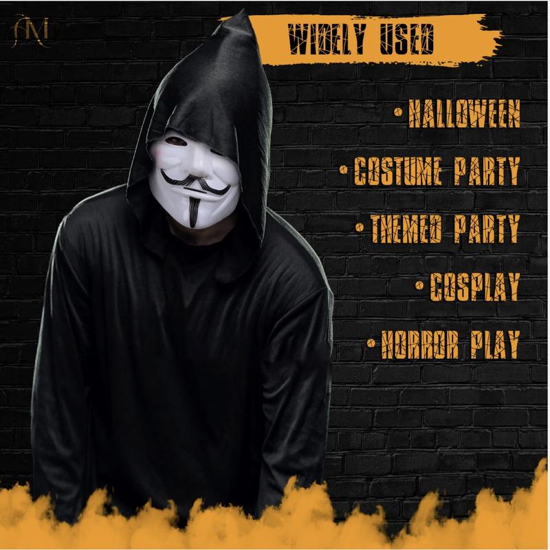 Pack of 2 V for Vendetta Mask Fawkes Anonymous Hacker Halloween Party ...