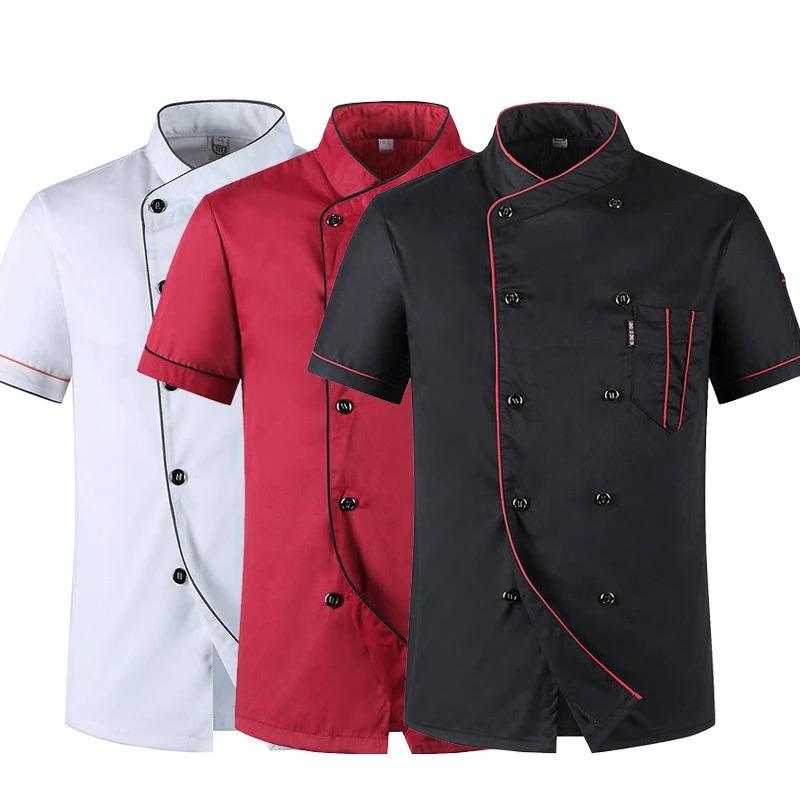 Chef Jacket Men Women Short Sleeve Shirt Kitchen Cook Coat Restaurant ...