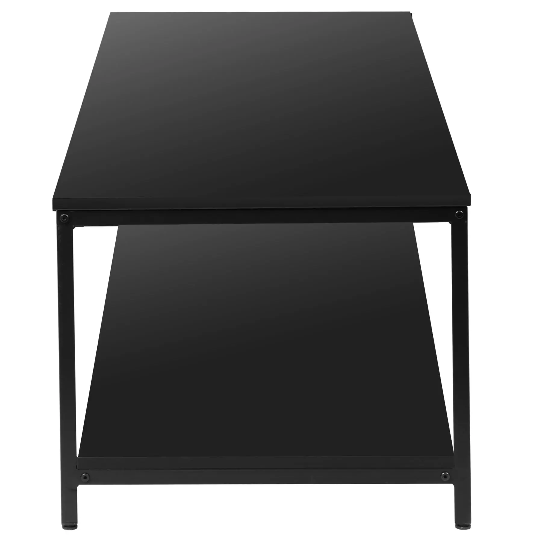 39" Minimal Metal and MDF Wood Coffee Table - 2-Tier Storage Shelf ...