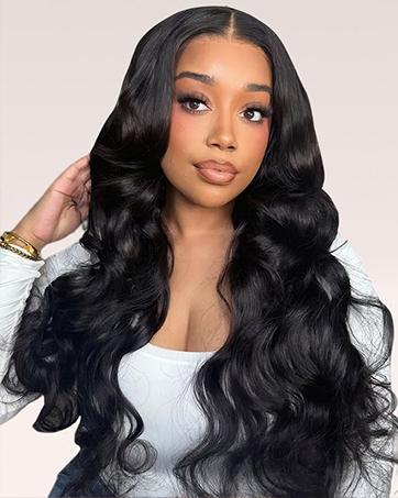 Aoque Hair 30 Inch Body Wave Lace Frontal Wig Human Hair Pre Plucked ...