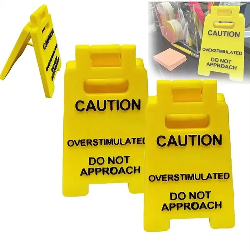 Caution Overstimulated Desk Sign, 3D Printed Caution Overstimulated Do ...