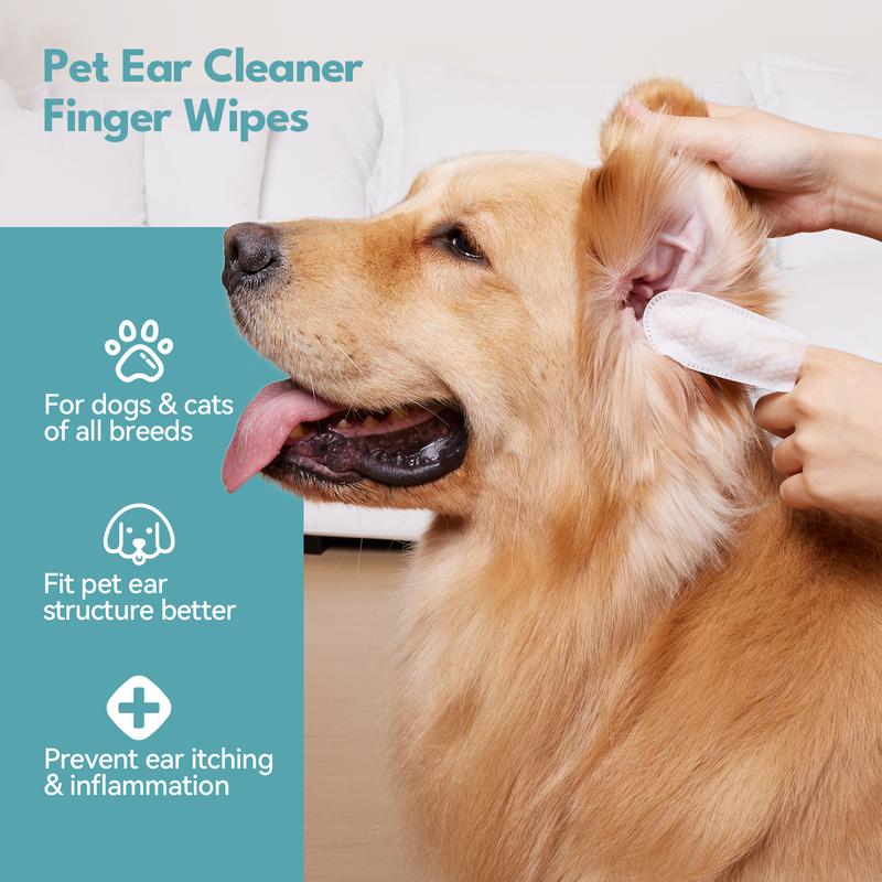 No Pawblems Natural Ear Wipes Finger for Dogs & Cats Comfy Finger Design | Clean Ear Wax, Debris ...