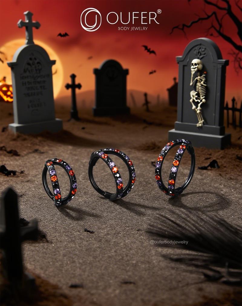 Oufer 20G Halloween Theme CZ Nostril Nose Piercing Ring Hinged Segment ...