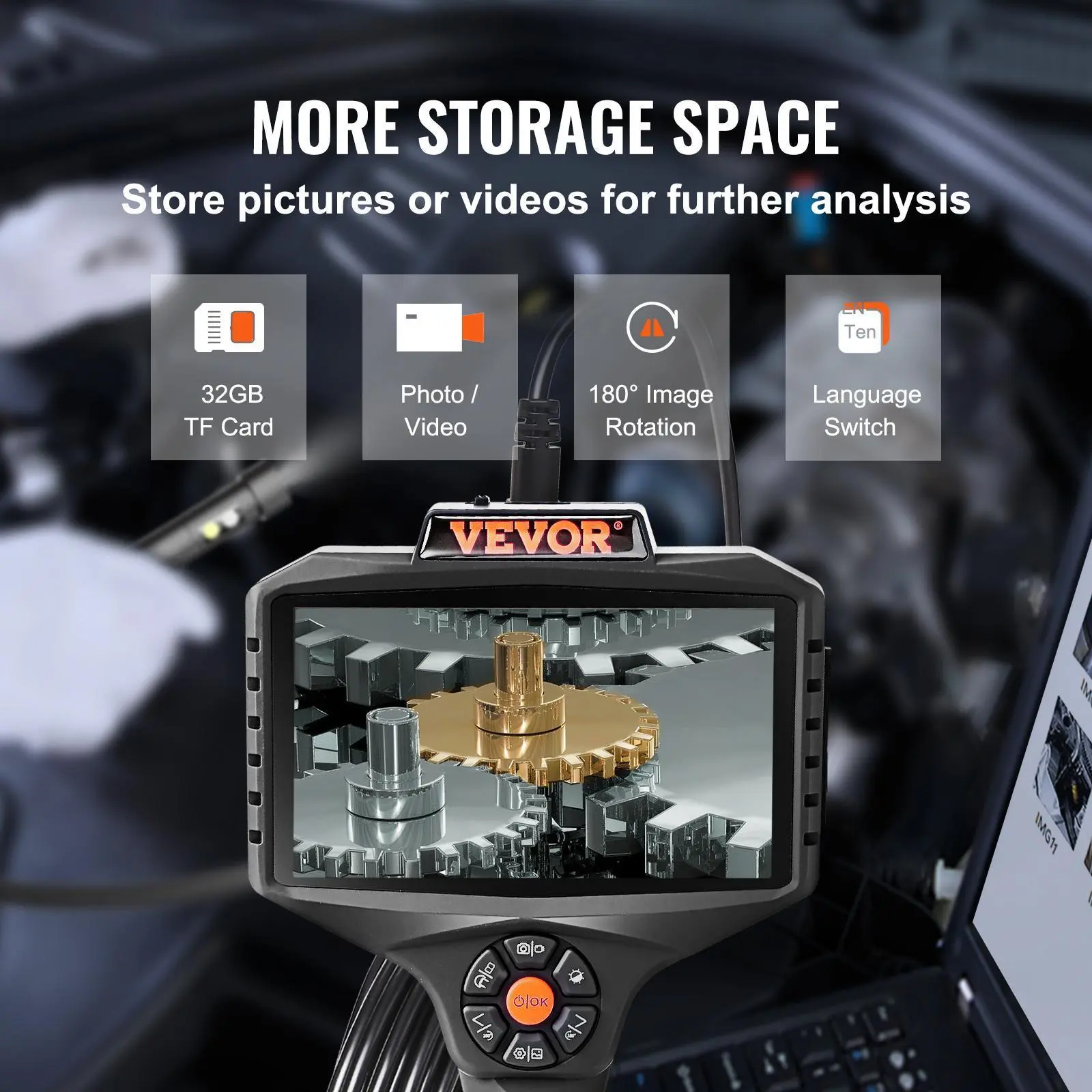 【Summervibes】VEVOR Triple Lens Borescope, , 5" IPS Screen Inspection ...