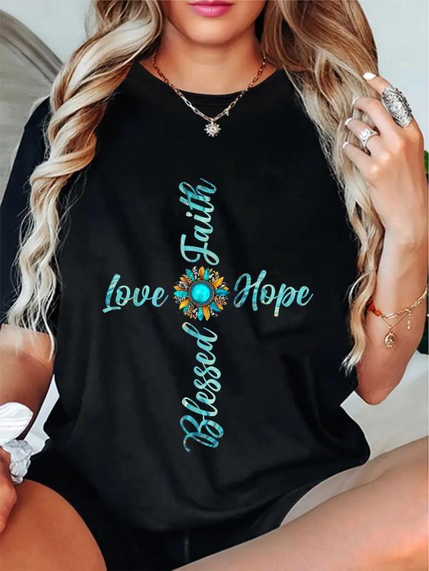 100%25 Cotton Unisex Jesus Faith Hope Love Sunflower Leopard Christian ...