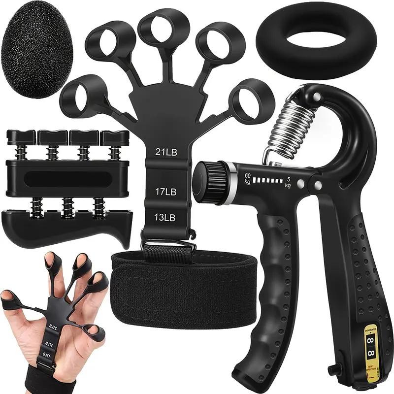 Hand Grip Strengthener Workout Kit (5 Pack) Forearm Grip Adjustable ...
