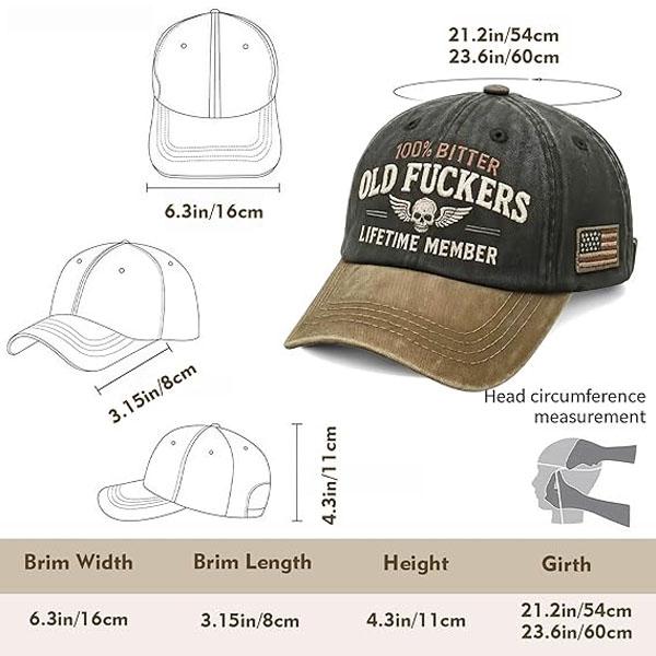 Old Fuckers Club Distressed Vintage Baseball Cap Embroidered 100% ...