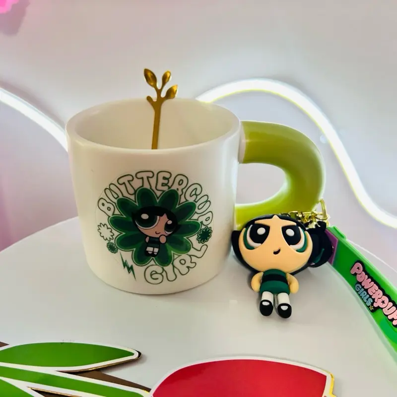 11-ounce mug featuring a Powerpuff design, plus 3D keychains. - TikTok Shop