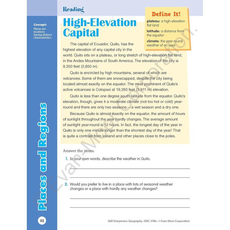 Evan-Moor Skill Sharpeners Geography Workbook, Grade 6, Fun Projects ...