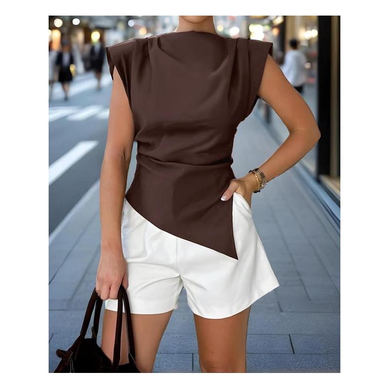Women's Plain Asymmetrical Hem Hem Top, Chic Casual Curved Hem Tank Top ...