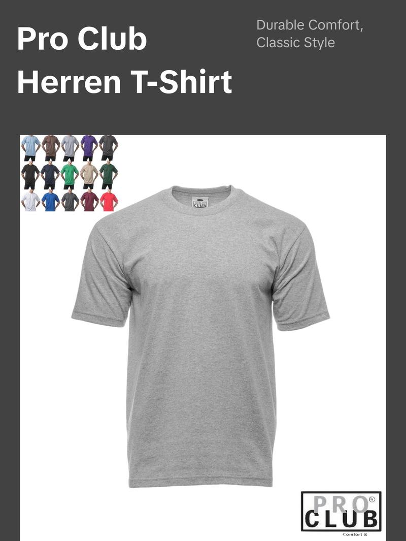 pro club shirts Men's Heavyweight Short Sleeve T-Shirt Casual Cotton ...