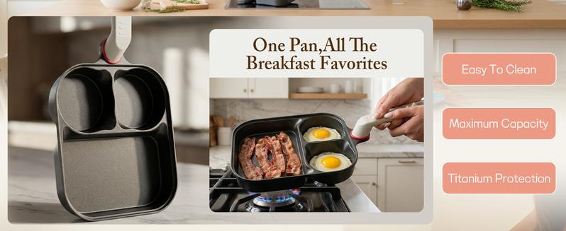 Multifunctional Non-stick Egg Frying Pan, Titanium Coated 2-in-1 ...
