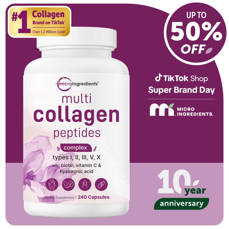 Micro Ingredients Multi Collagen Complex, 240 Capsules - TikTok Shop