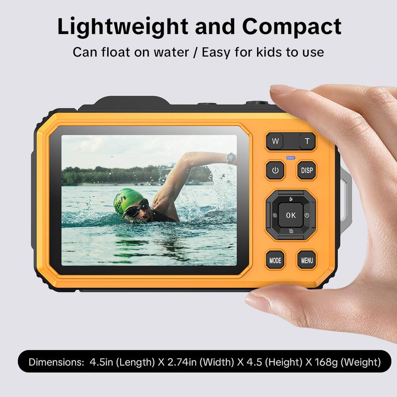 W&O Waterproof Camera 4K 64MP Autofocus Selfie Dual Screen Waterproof ...