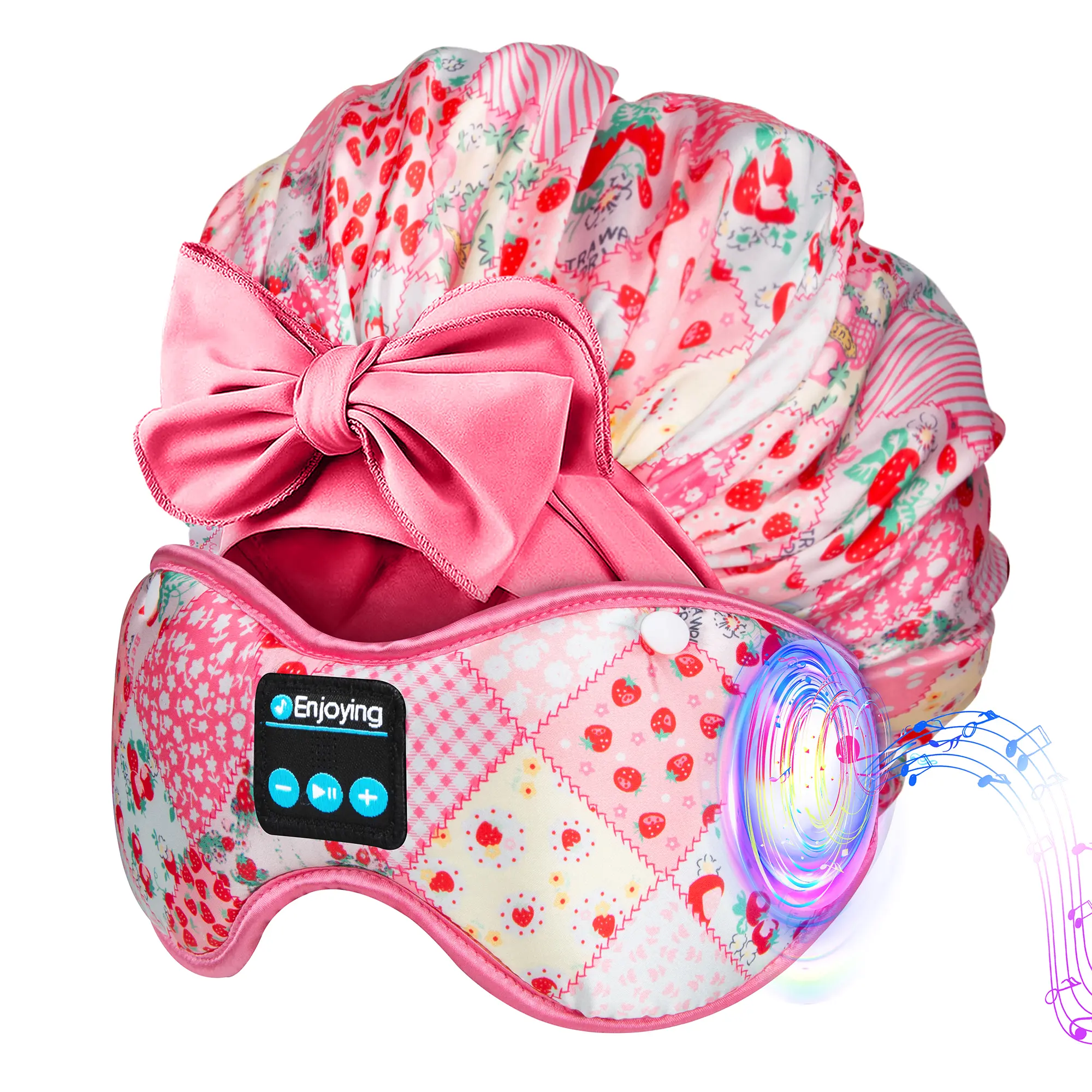 3-in-1 Satin Sleep Bonnet with Built-In Audio Mask – Anti-Frizz Hair ...