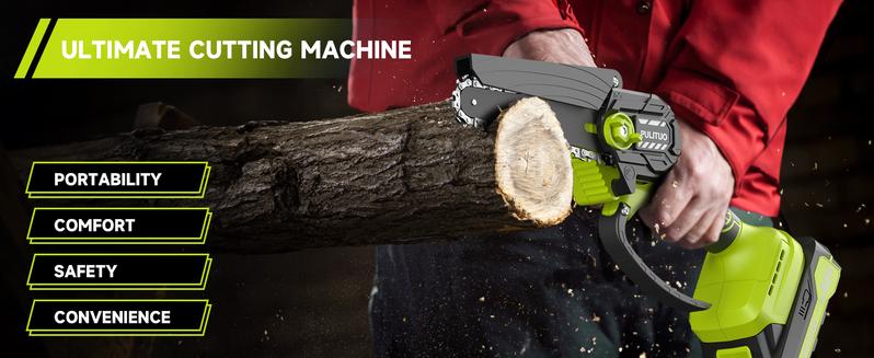PULITUO Cordless Mini Chainsaw 6-Inch One-Hand Operated Lithium Battery ...