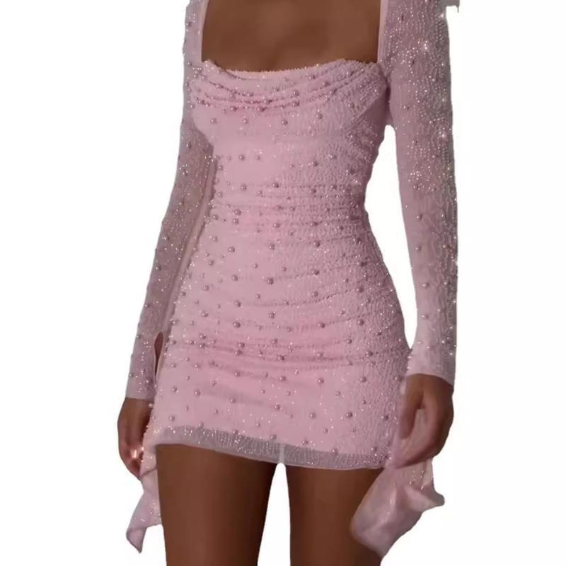 Very Beautiful 2525 Party Women's Beaded Design Slim Fit Bodycon Dress ...