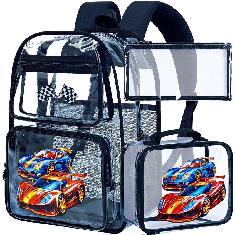 3PCS Clear Backpack, Heavy Duty Transparent Bookbag with Lunch Box, See ...
