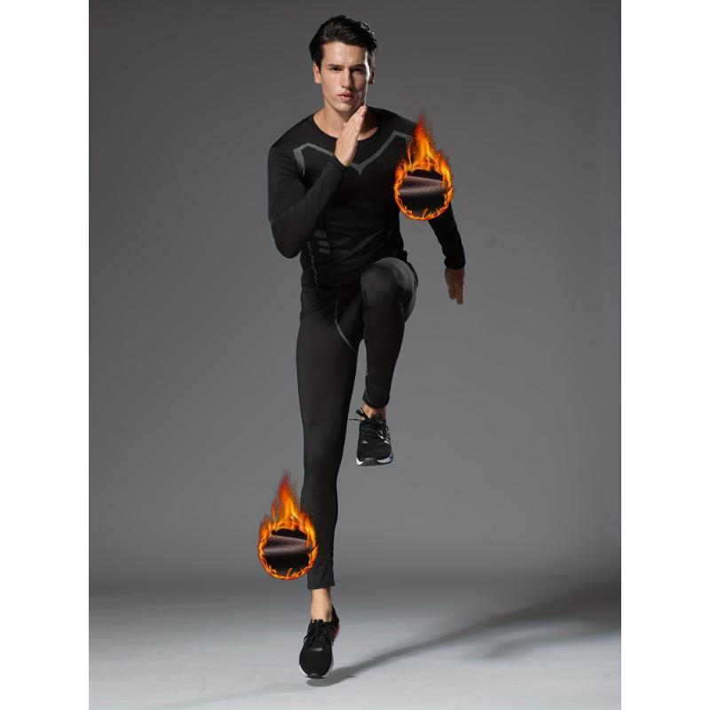 8pcs Set Men's Thermal Underwear with Plush Lining, Moisture-Wicking ...