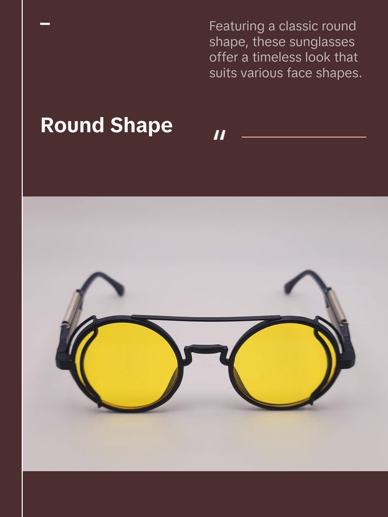 Steampunk Goggles Glasses Round Sunglasses Emo Retro Vintage Yellow ...