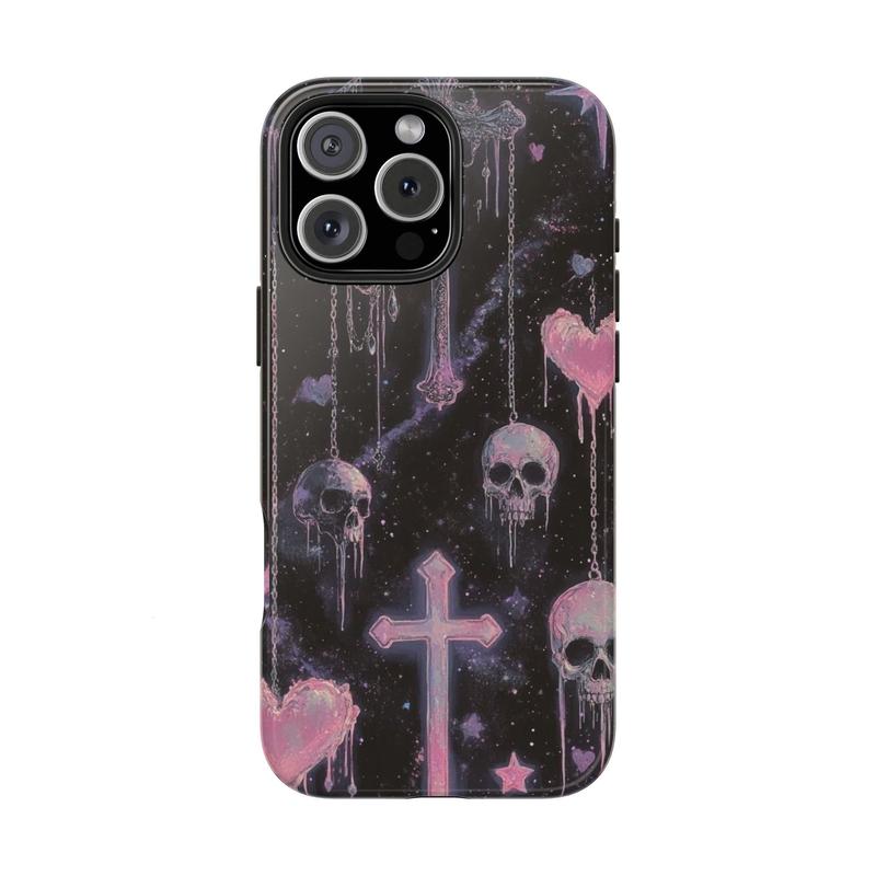 Romantic Goth Skull Galaxy Phone Case – Pastel Goth Dripping Heart ...