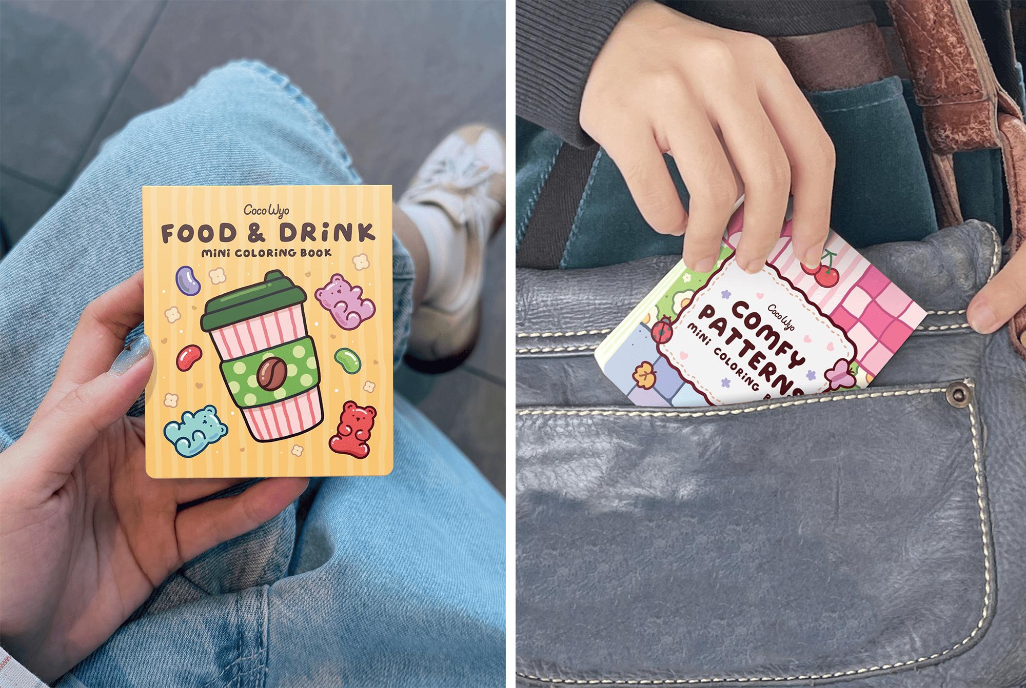 Coco Wyo Mini Coloring Book Set of 2 (3 x 3.5 in) – Food & Drink, Comfy ...