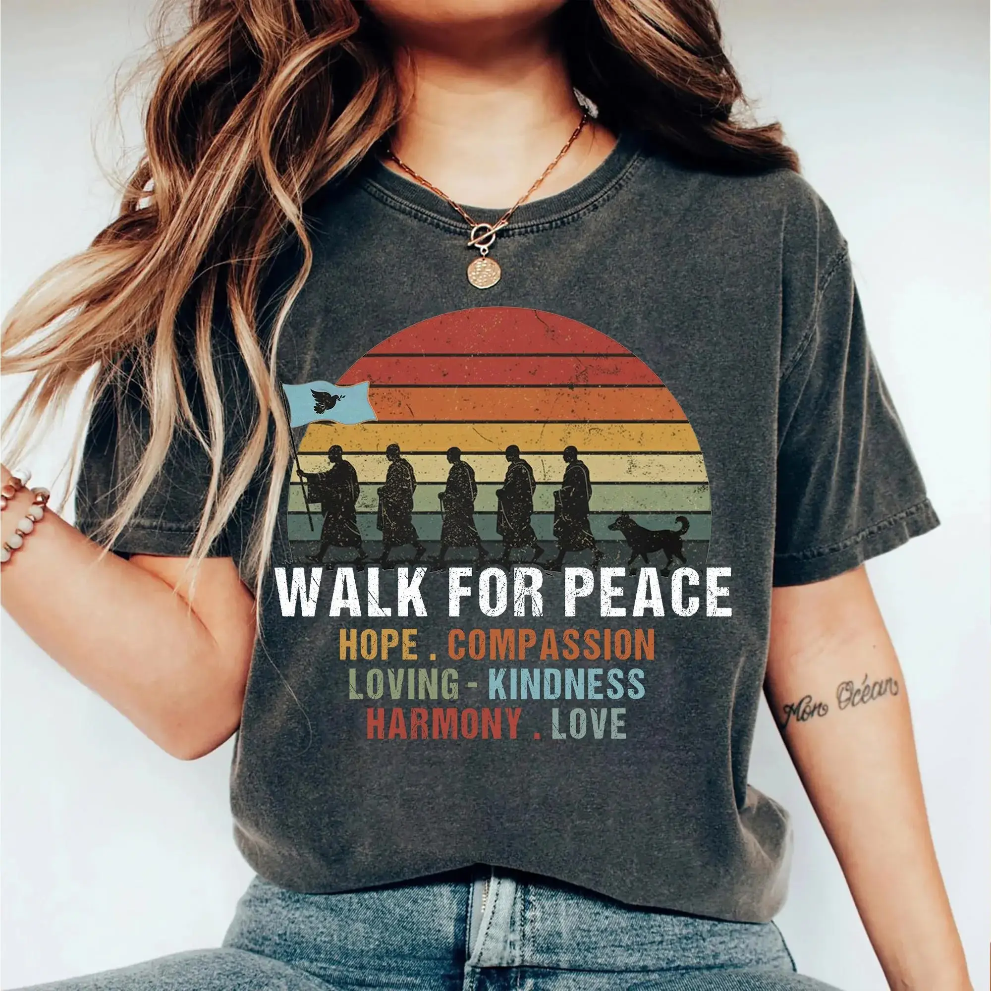 Buddhist Monks Walk For Peace Shirt, Zen Aesthetic Peace Advocate Shirt ...
