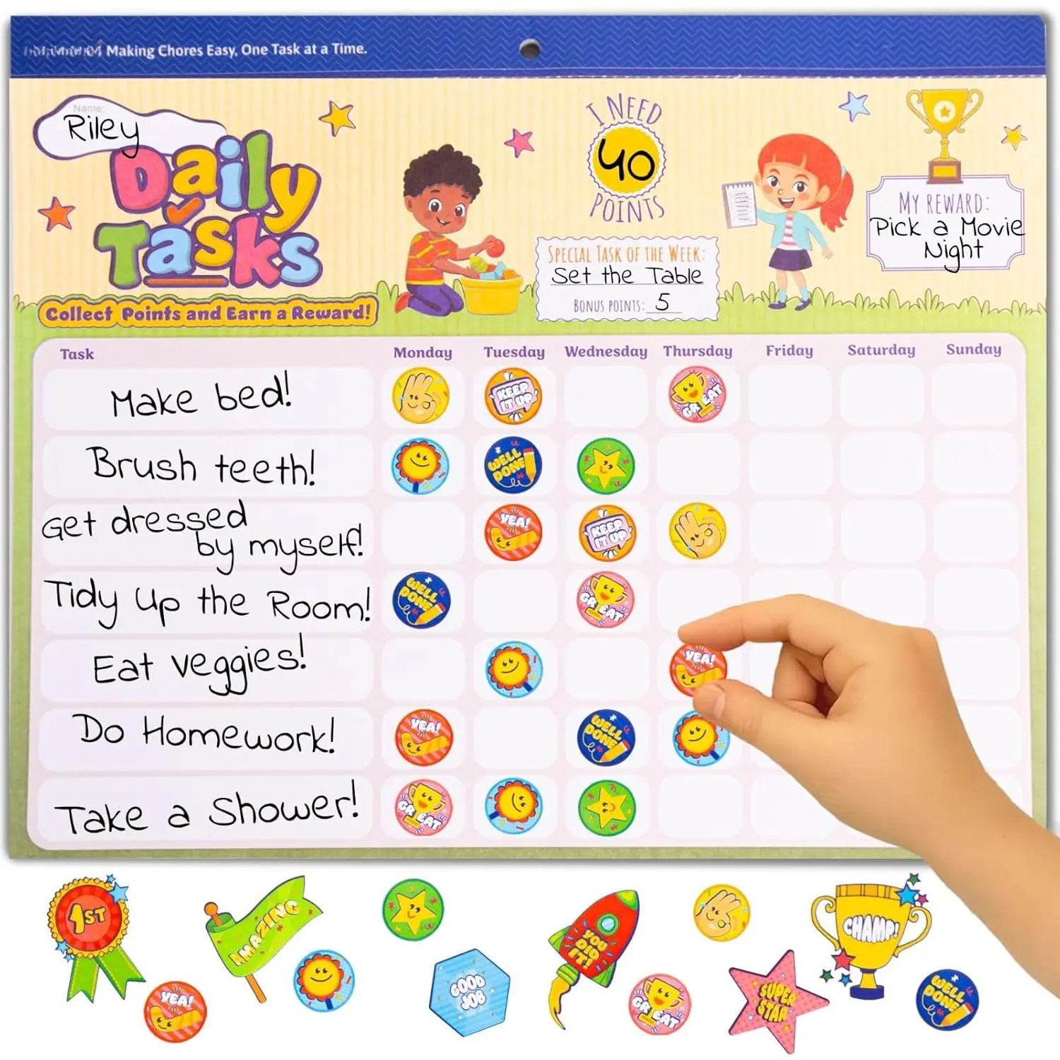 Behavior Reward Chart for Includes 26 Chore Charts & 1528 Stickers ...