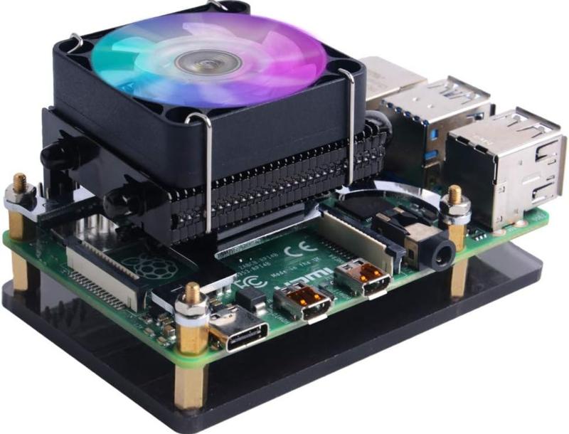 52Pi Raspberry Pi 4 Fan, Raspberry Pi Low-Profile CPU Cooler with RGB ...