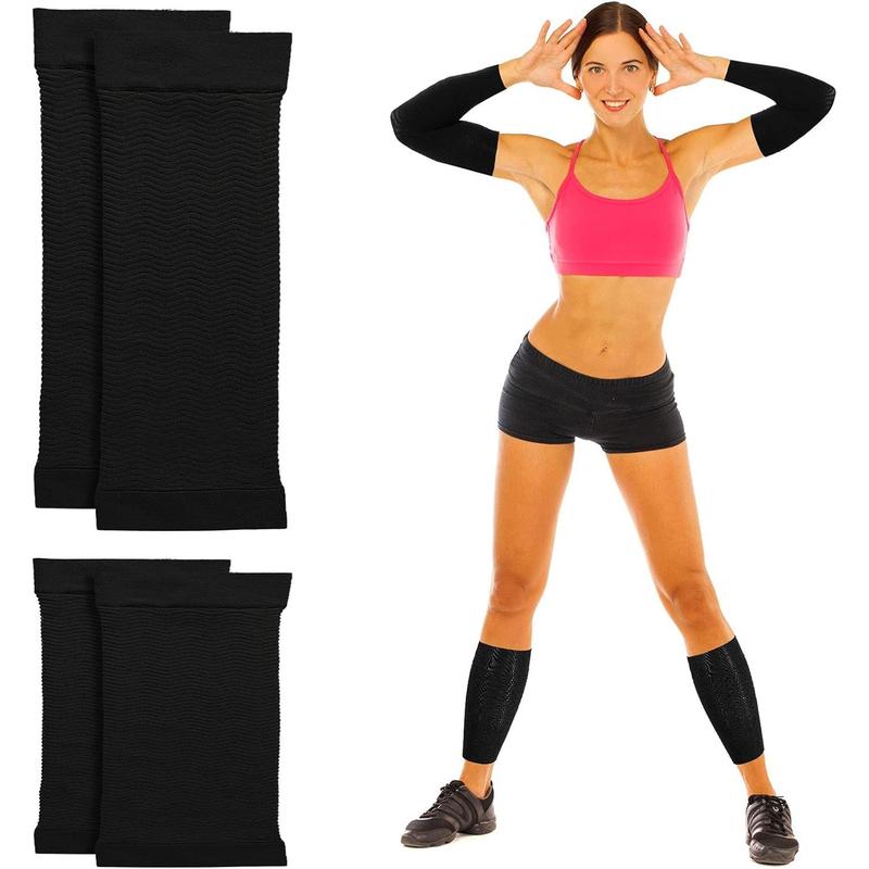 4 Pairs Arm Shapers for Women, Slim Upper Arm Compression Shapers Wraps ...