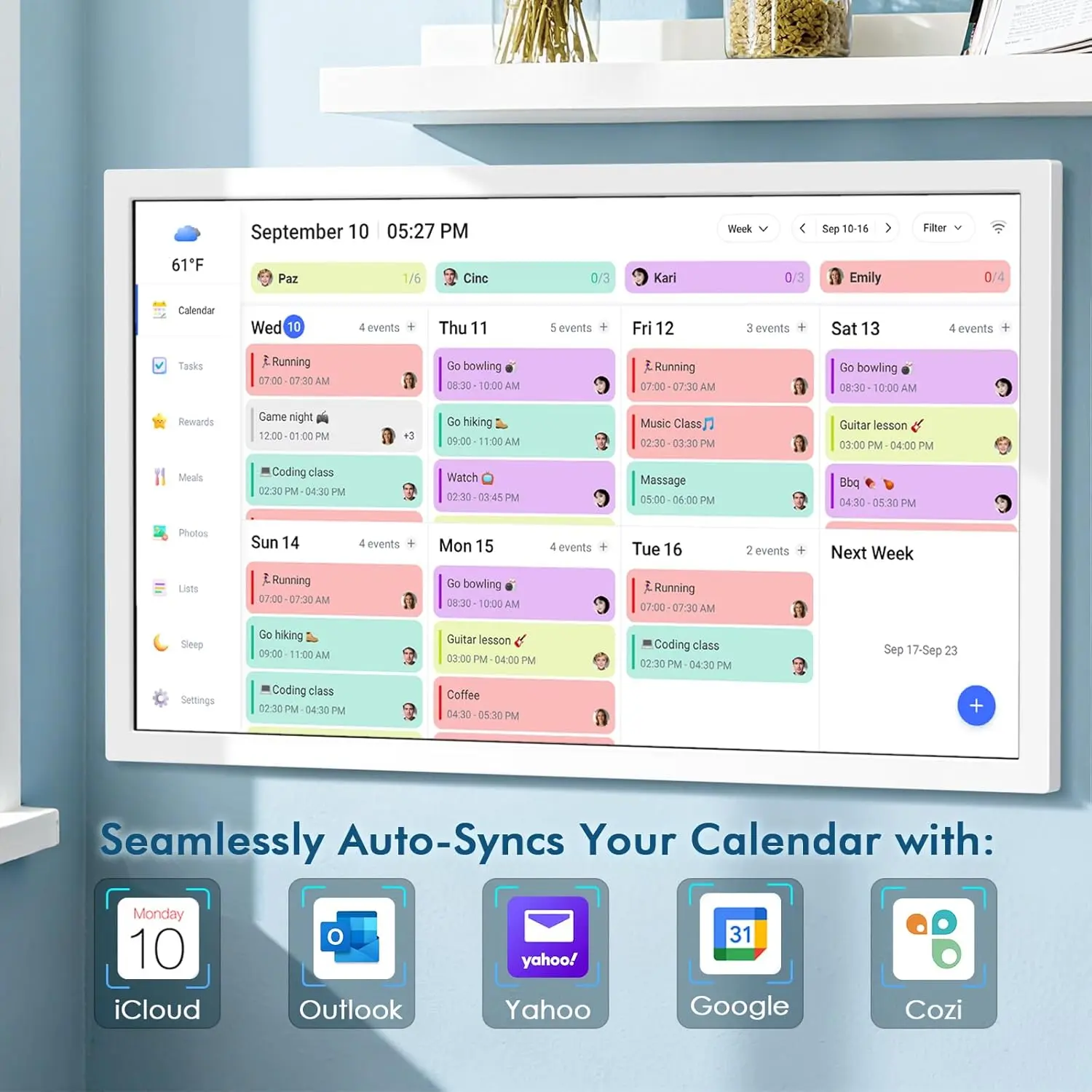 27 Inch Smart Digital Calendar Max, Wall Mountable Electronic Family ...