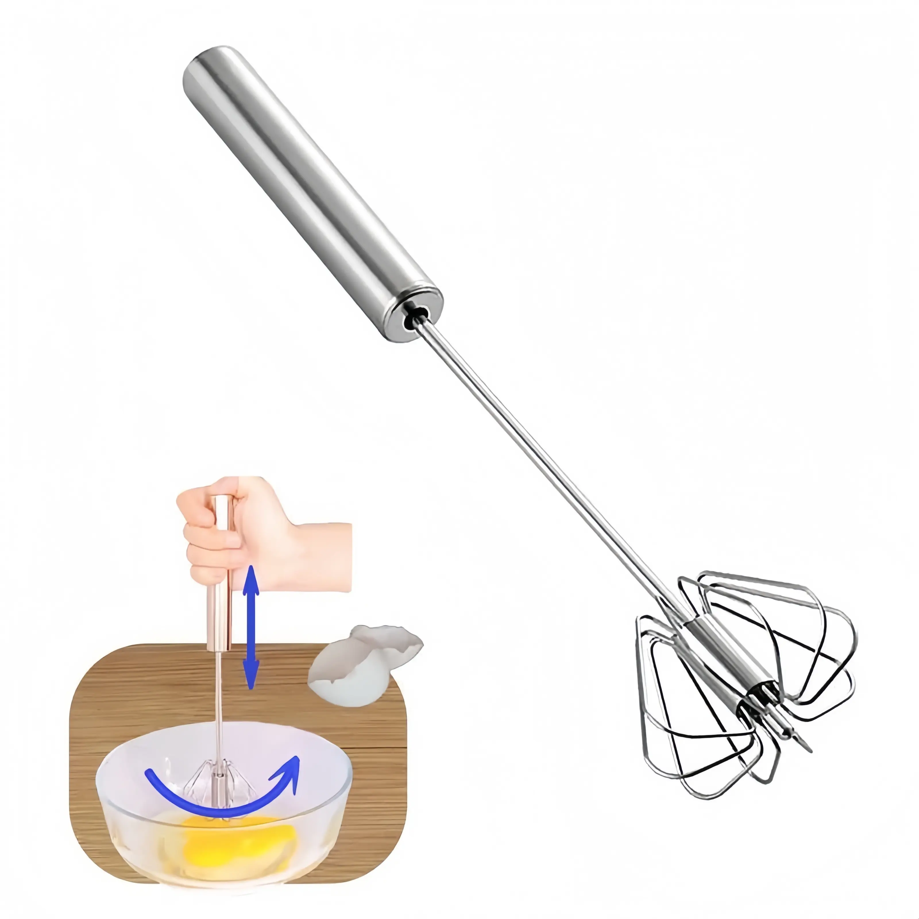 1 Pcs Sturdy Corrosion-Resistant Durable Stainless Steel Handheld Whisk ...