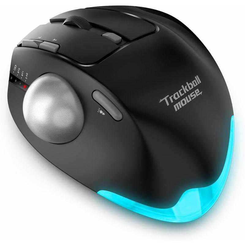Trackball , ,Rechargeable,4800 DPI, 2-in-1(BT 5.0/3.0+2.4GHz USB ...