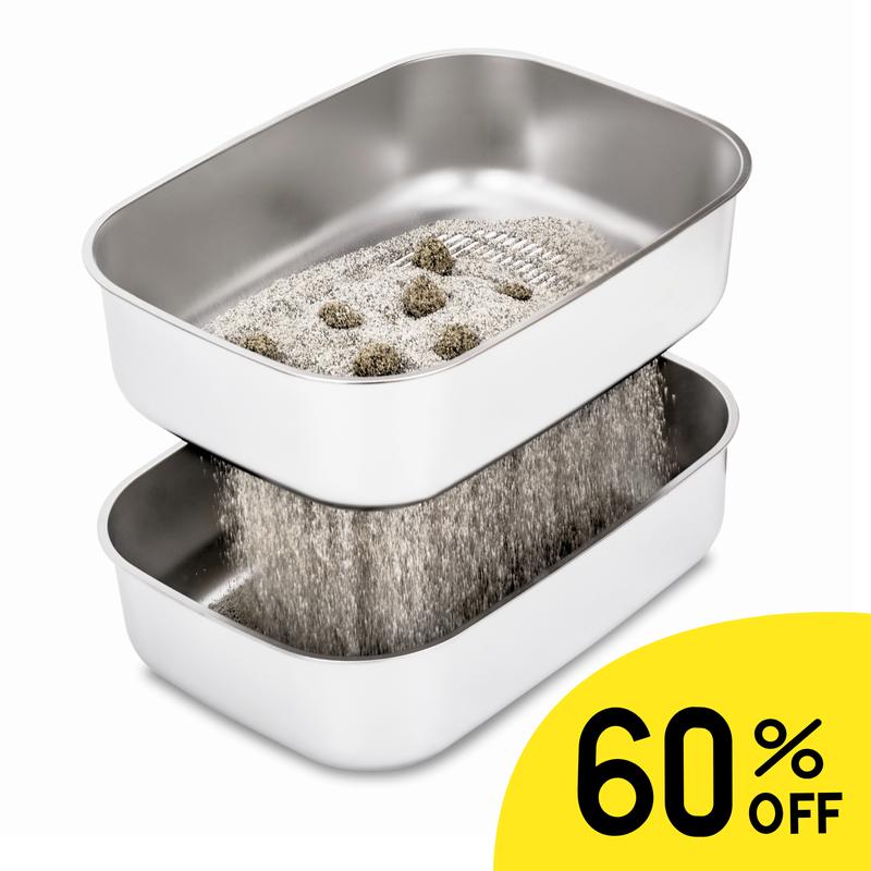 XL Sifting Litter Box for Regular Litter,Stainless Steel Sifting Box ...